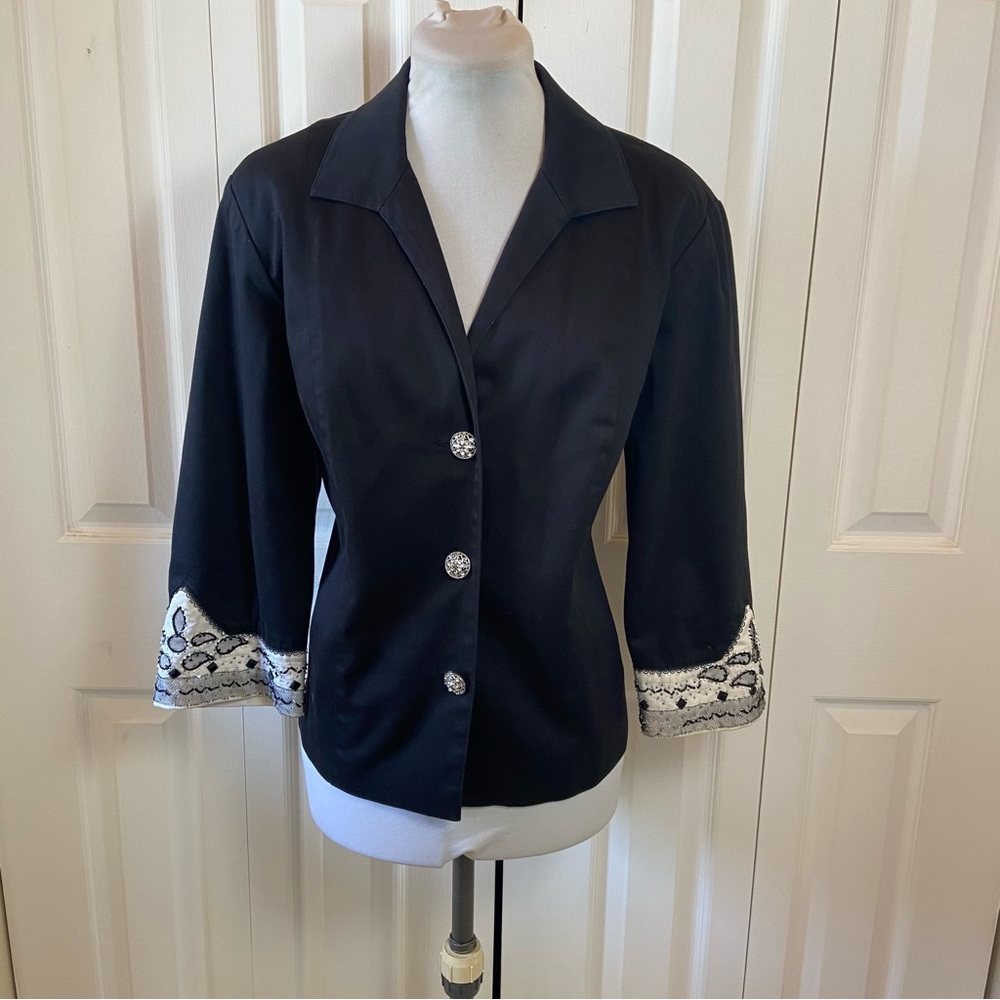 Vintage City Girl Nancy Bolen Black Blazer With Beade… - Gem